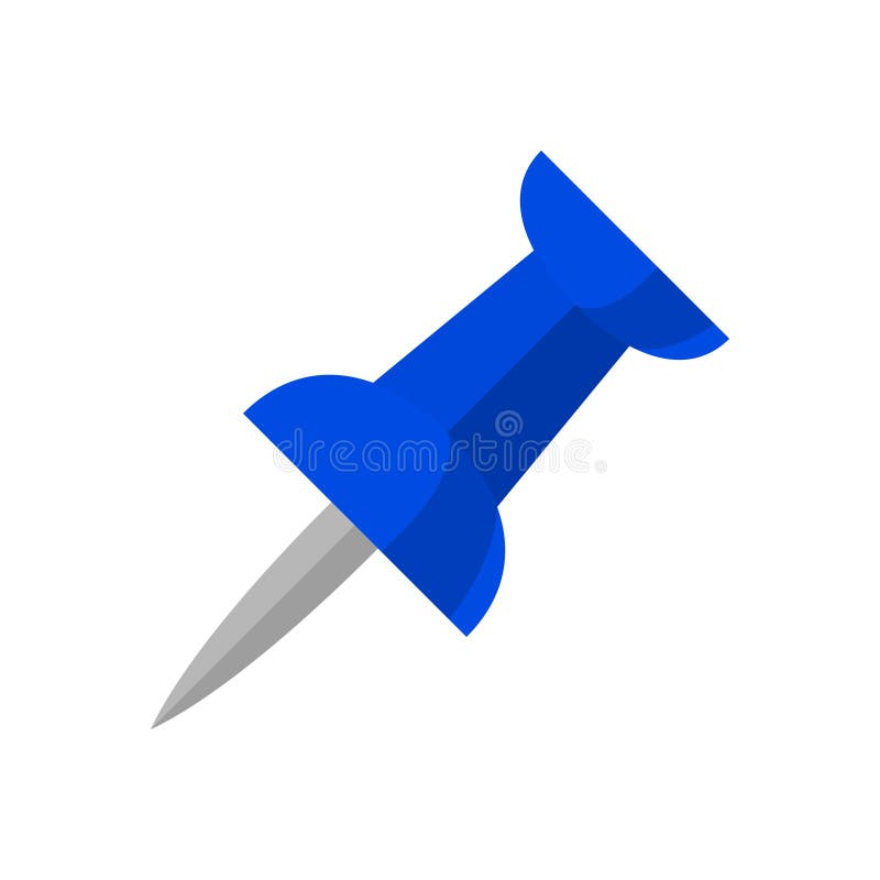 Blue Push Pin Isolated on White, Thumbtack Pin, Illustration Pin Push ...
