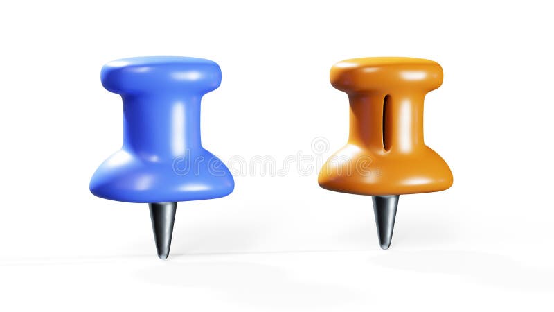 Blue Push Pin Rendered on White 3d Render Stock Illustration ...