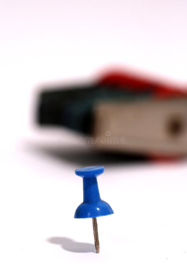Blue pushpin stock photo. Image of thumbpin, thumb, tagged - 40288716