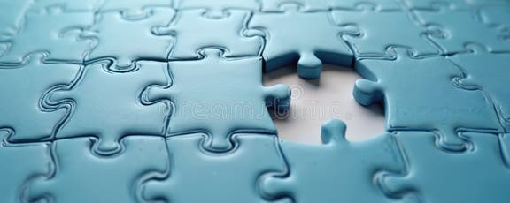 Blue Puzzle Missing Piece Creates Hole, Symbolizing Missing Information ...