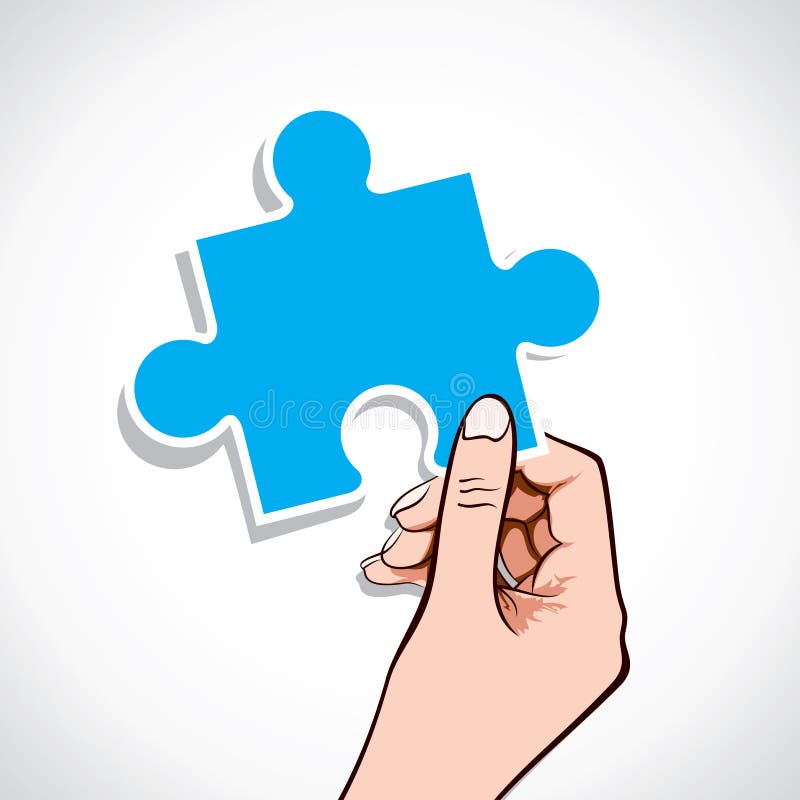Partnership Puzzle Piece in Hand Stock Vector - Illustration of ...