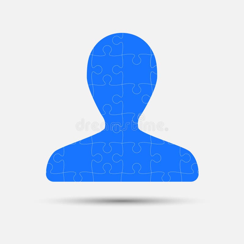 Blue Puzzle Piece Silhouette Man. Jigsaw. Stock Vector - Illustration ...