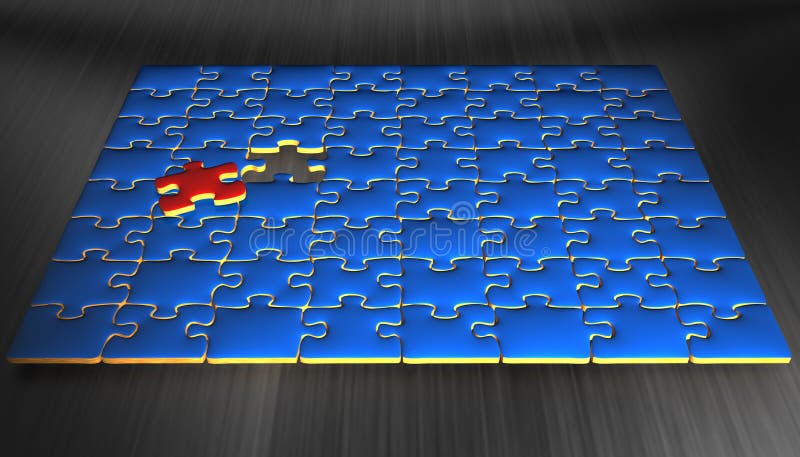 Blue Puzzle Pieces with One Pieces that is Red Stock Illustration ...