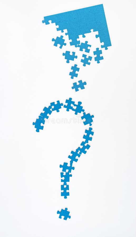 Blue Puzzle Question Mark on White Stock Image - Image of confusion ...