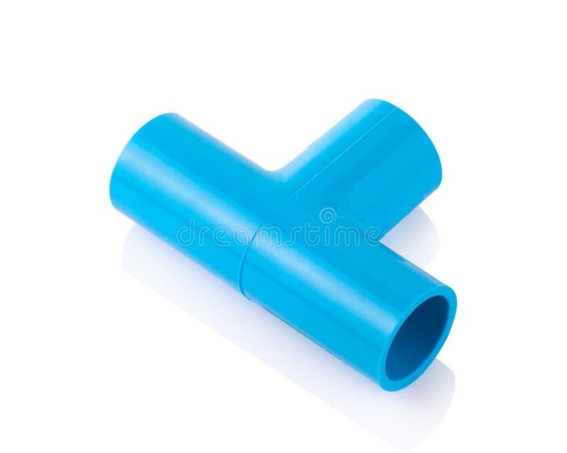 Blue Pvc Pipe Connection Isolated on White Stock Photo - Image of ...