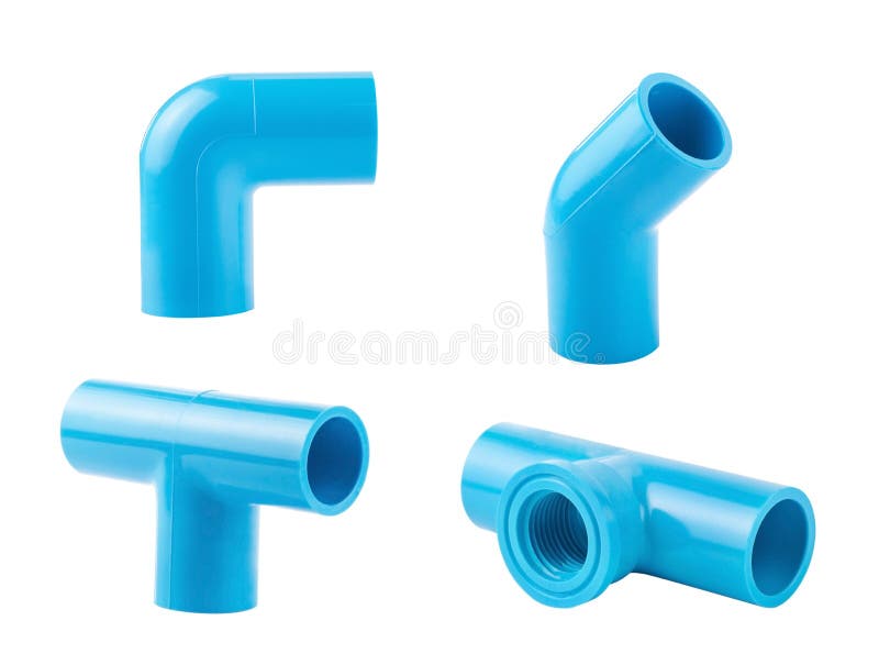 Blue Pvc Pipe Connection Isolated on White Stock Photo - Image of ...