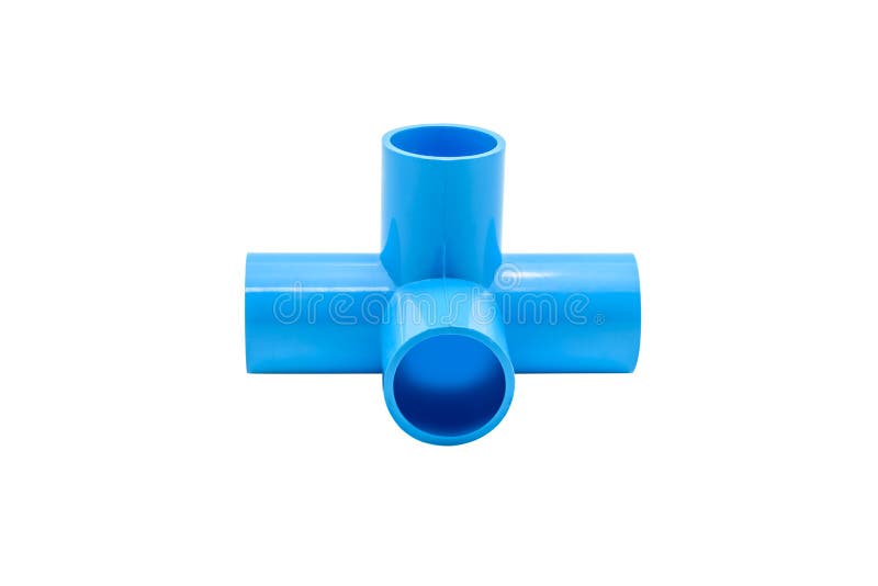 Blue Pvc Pipe Connection With Valve Isolated On White Stock Photo ...