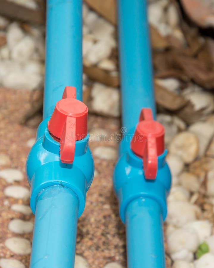 Blue PVC pipe and valve stock image. Image of valve, gate - 42382145