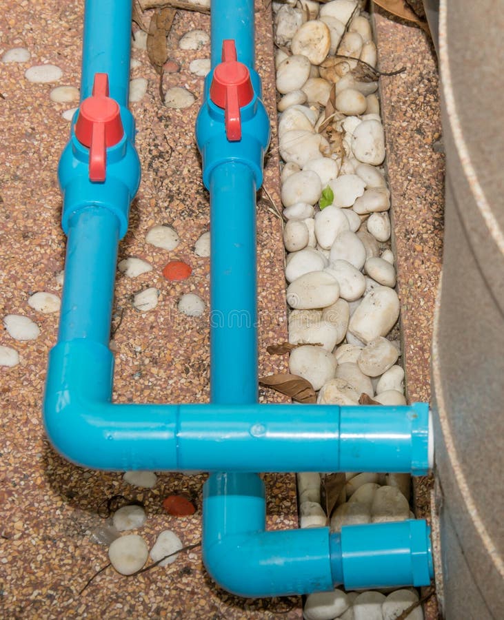 Blue PVC Pipe and Valve To Water Pump Stock Photo - Image of ...