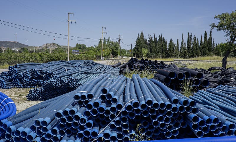 Blue PVC Pipes, Plastic Pipes for Water Supply Stock Image - Image of ...