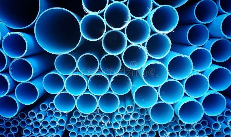 Blue PVC pipes stock photo. Image of environment, industry - 92332364