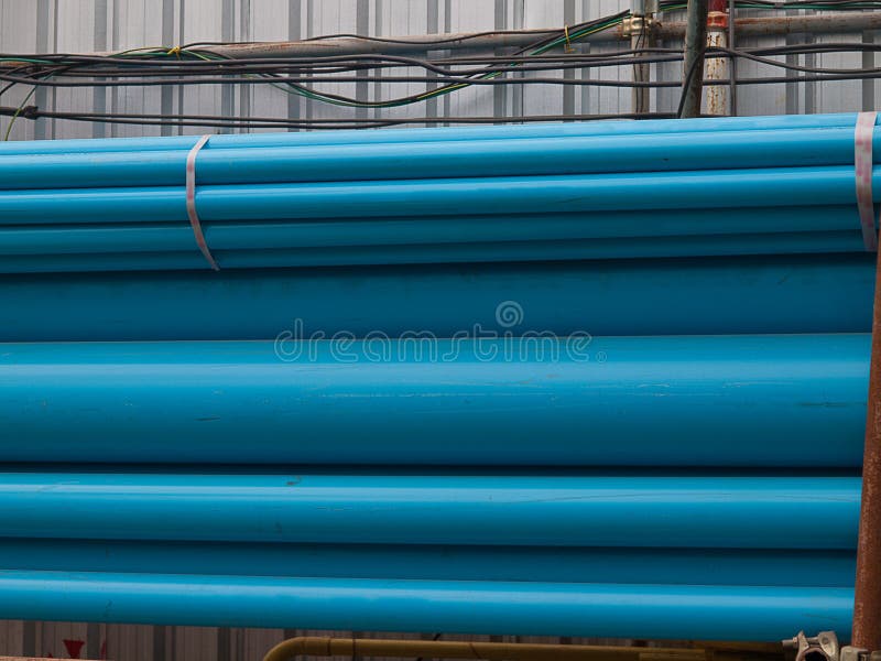 Blue PVC Tubes in Storage, Plastic Tubes Stock Photo - Image of ...