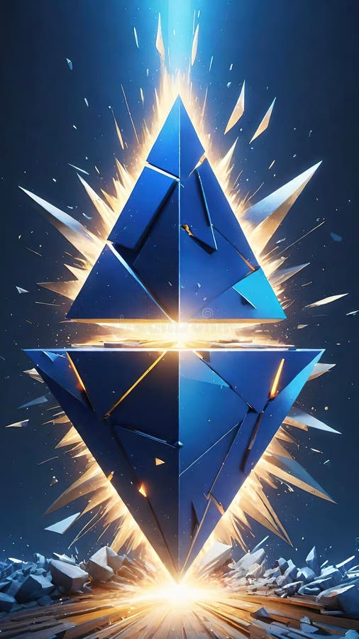 Blue Pyramid Light.the Digital Art.a Glowing Blue Pyramid in the Center ...