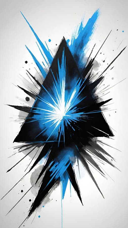 Blue Pyramid Light.the Digital Art.a Glowing Blue Pyramid in the Center ...