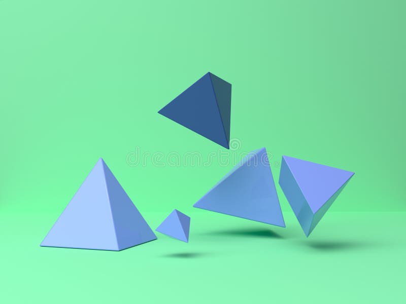 Blue Pyramid Shape Green Background Stock Illustration - Illustration ...