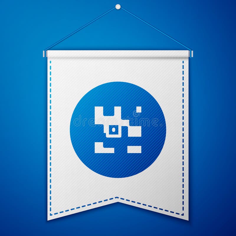 Blue QR Code Sample for Smartphone Scanning Icon Isolated on Blue ...