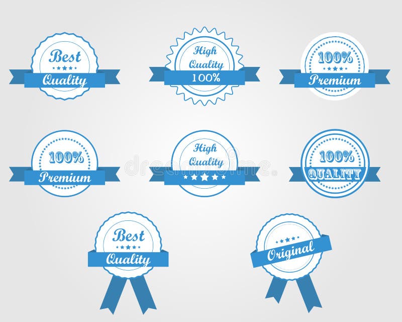 Blue quality ribbons stock illustration. Illustration of quality - 26655078