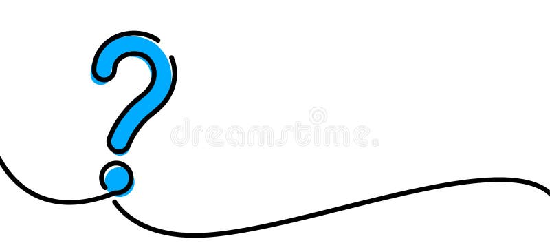 Blue Question Mark Drawn by Single Line Stock Vector - Illustration of ...