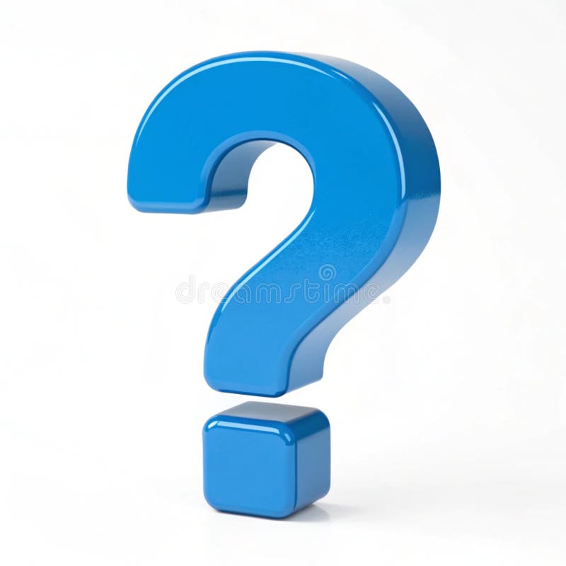Blue Question Mark Icon 3D Render on White Background Stock ...