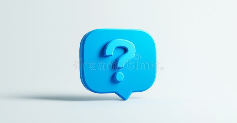 A Blue Question Mark Icon Showing a FAQ Answer on a White Background ...