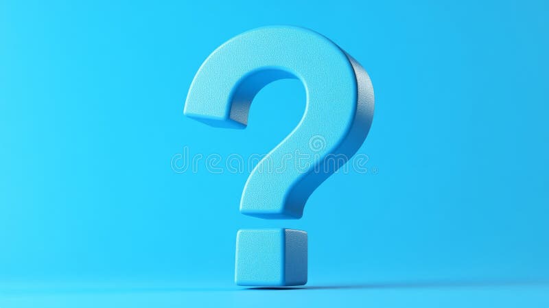 Blue Question Mark on Light Blue Background, 3D Rendering. Curiosity ...