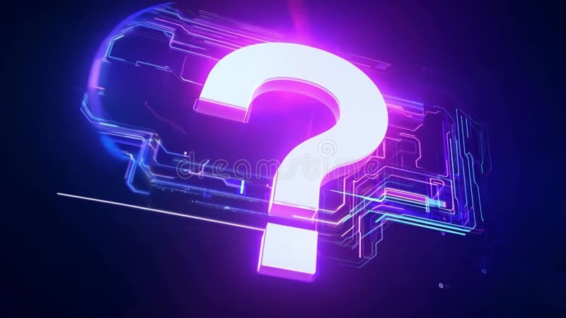 A Blue Question Mark is Lit Up in the Dark Stock Video - Video of ...