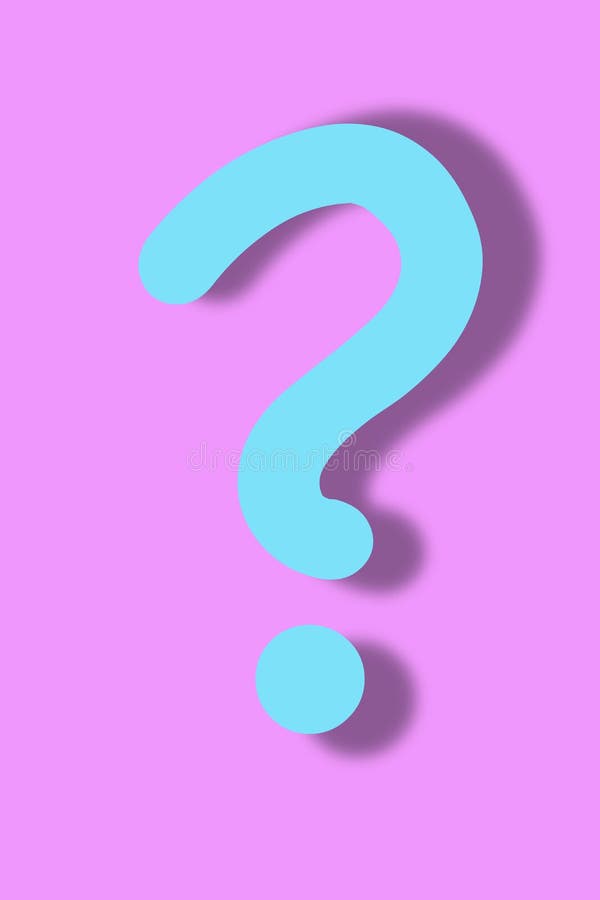 One Pink Question Mark on a Light Blue Background Stock Illustration ...