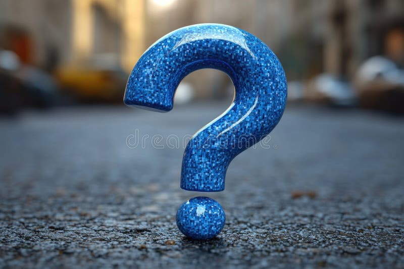 A Blue Question Mark Sitting on the Ground, Can Be Used As an ...