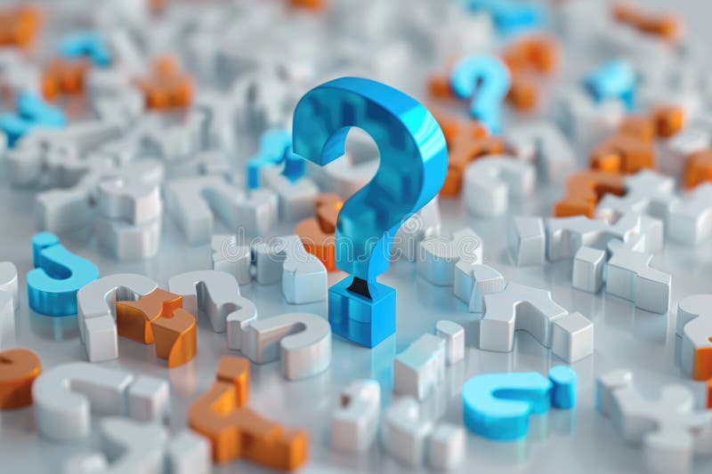 A Blue Question Mark Surrounded by Orange and White Letters, Suitable ...