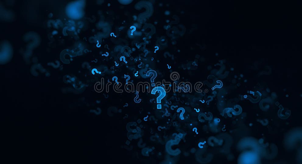 Blue Question Marks Float on a Dark Background, Creating a Dynamic ...