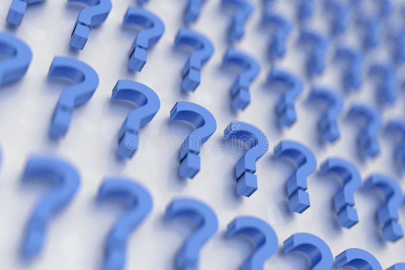 Blue Question Marks Isolated on White. 3D Render Stock Illustration ...