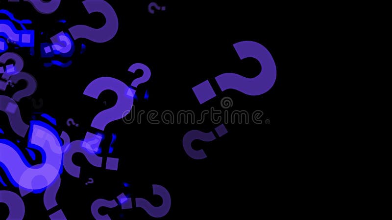 Blue Question Marks Moving Right on Black Alpha Background Stock ...