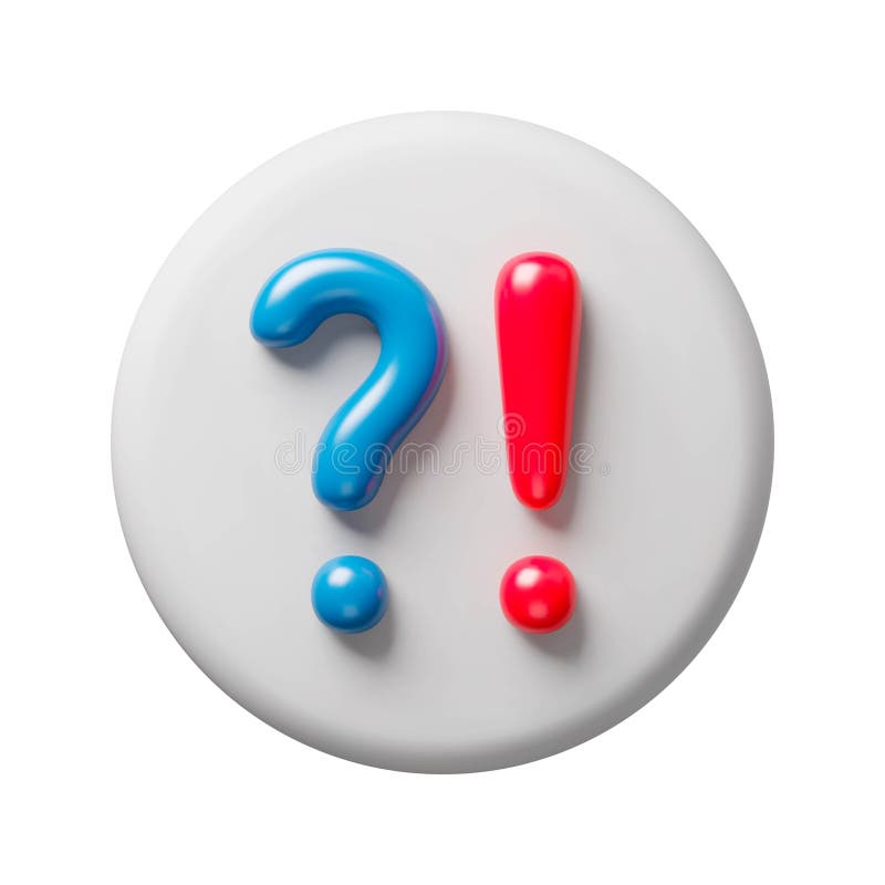 Blue Question and Red Exclamation Signs 3d Realistic Button Stock ...