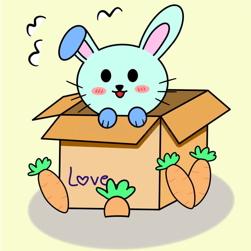 Blue rabbit in the box stock vector. Illustration of clothing - 315540998