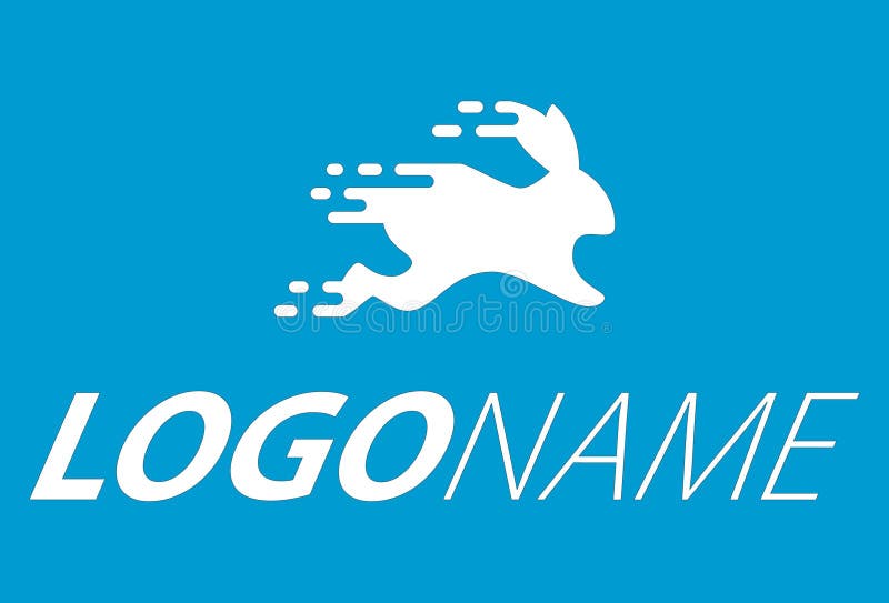 Blue Rabbit Bunny Fast Logo Design Concept Stock Vector - Illustration ...