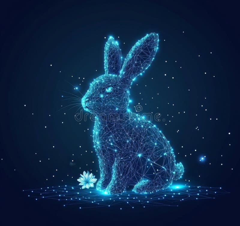 A Blue Rabbit with an Easter Egg and Spring Flowers is Seen in this ...