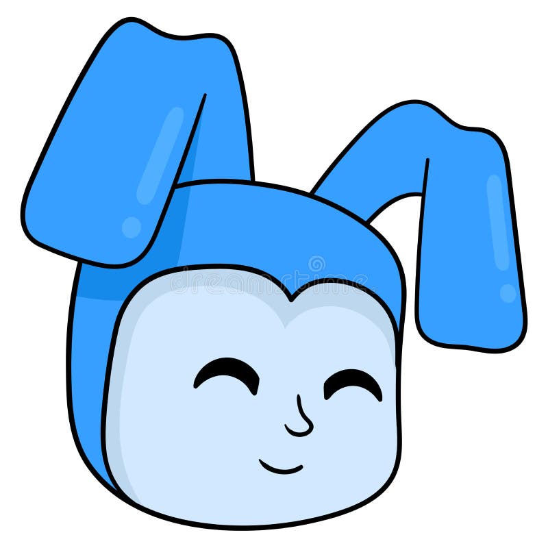 Blue Rabbit Head Smiling Friendly, Doodle Icon Drawing Stock Vector ...