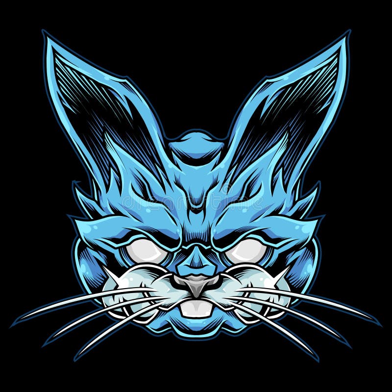 Blue Rabbit Mascot Logo stock vector. Illustration of sketch - 277155838