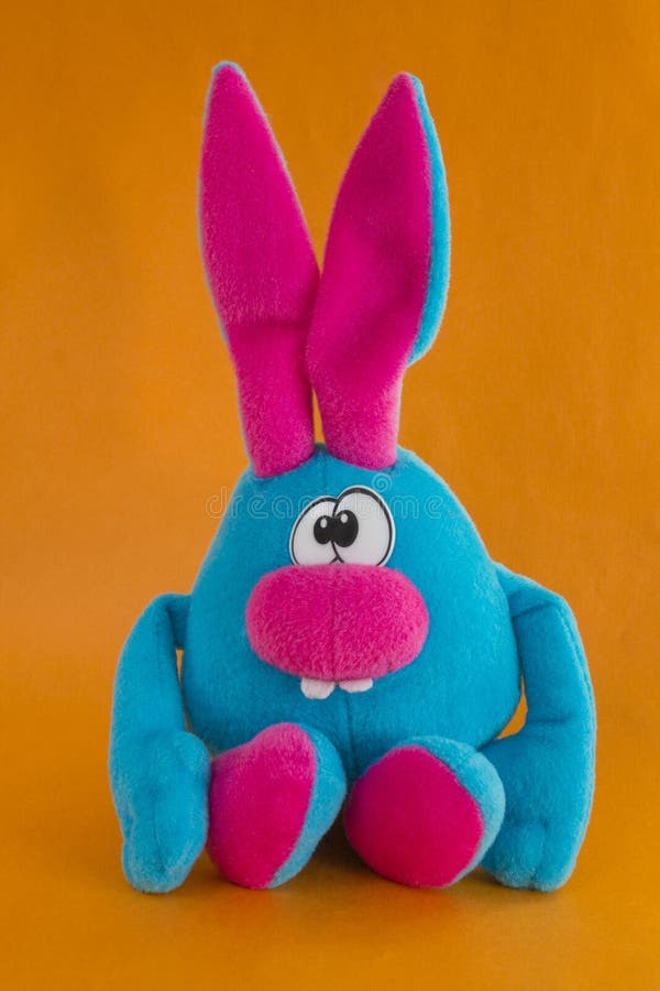 Blue Rabbit on Orange Background Stock Photo - Image of beautiful ...