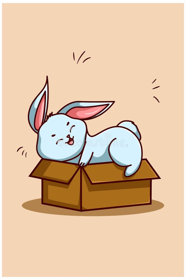 A Blue Rabbit on Top of the Box Illustration Stock Vector ...