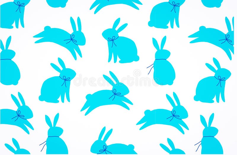 Blue Rabbits Pattern on Green Background Stock Illustration ...