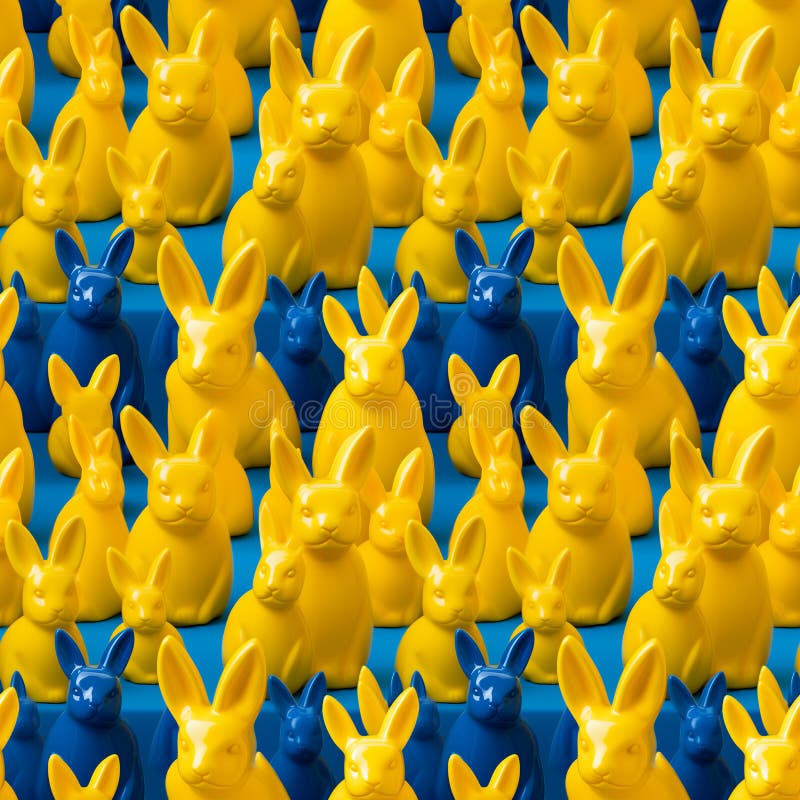 Blue Rabbits Pattern on Green Background Stock Illustration ...