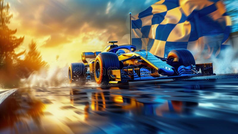 Blue Racing Car in Motion. Generative Ai Stock Illustration ...
