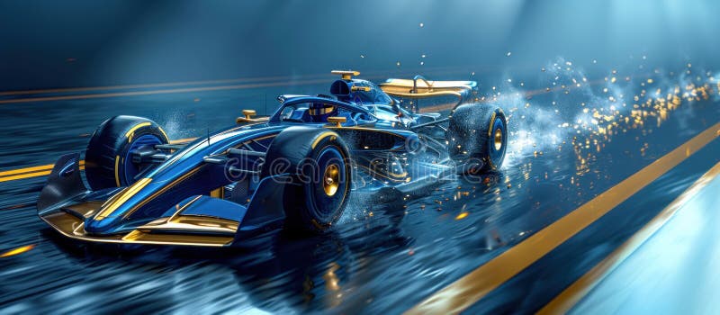 Blue Racing Car in Motion. Generative Ai Stock Illustration ...