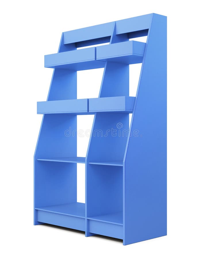 Blue Rack Isolated on White Background. with Shelves Stock Illustration ...