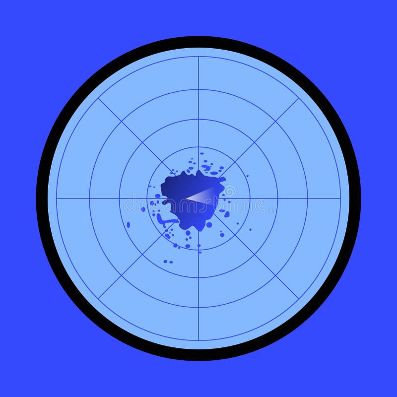 Blue Radar Icon with Black Frame on Blue Background. Stock Vector ...