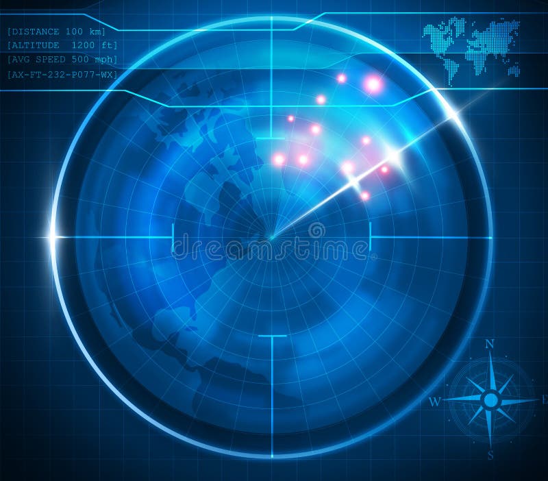 Blue radar screen stock illustration. Illustration of search - 108066404