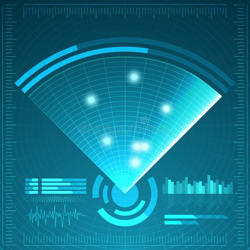 Blue Radar Screen. Vector Illustration for Your Design. Technology ...
