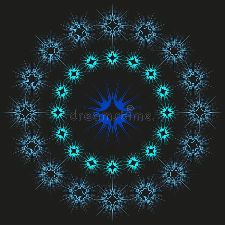 Blue Radial Pattern. Bright Concentric Shapes. Vector Light Ornament ...