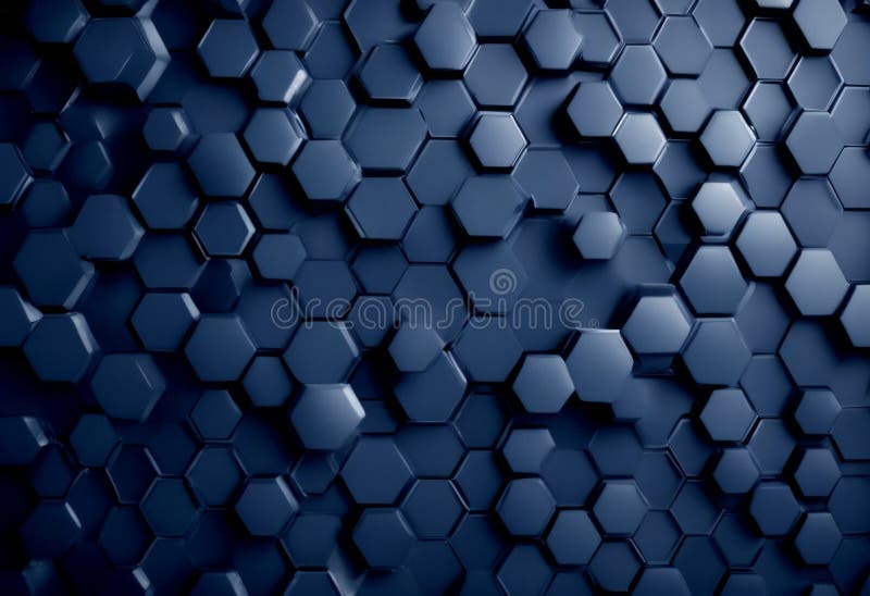 Blue Radial Placeholder Dark Hexagonal 3d Illustration Backdrop Space ...